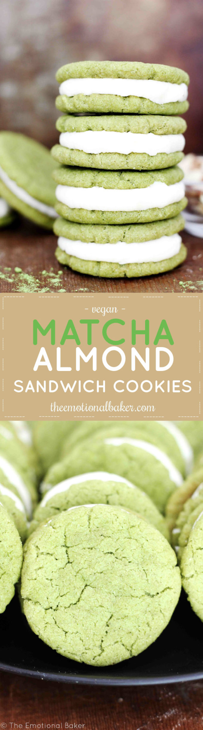 Matcha Almond Sandwich Cookies | The Emotional Baker